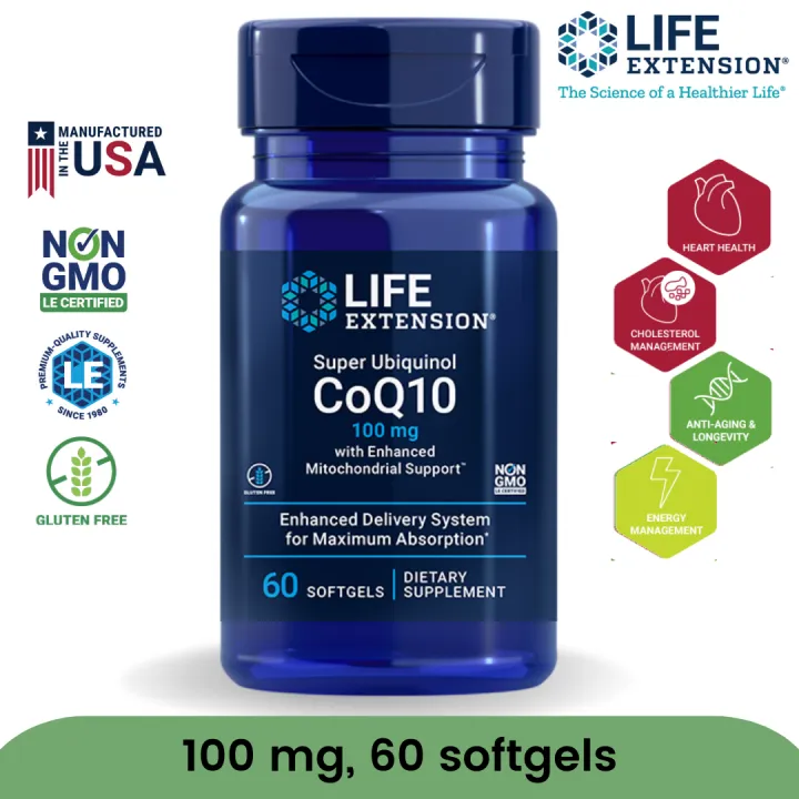Life Extension, Super Ubiquinol CoQ10 with Enhanced Mitochondrial Support, 100 mg, 60 Softgels ...