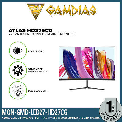 GAMDIAS ATLAS HD27CG 27" Curve LED | 165HZ | 1MS | FHD | 1500R | HDMI ...