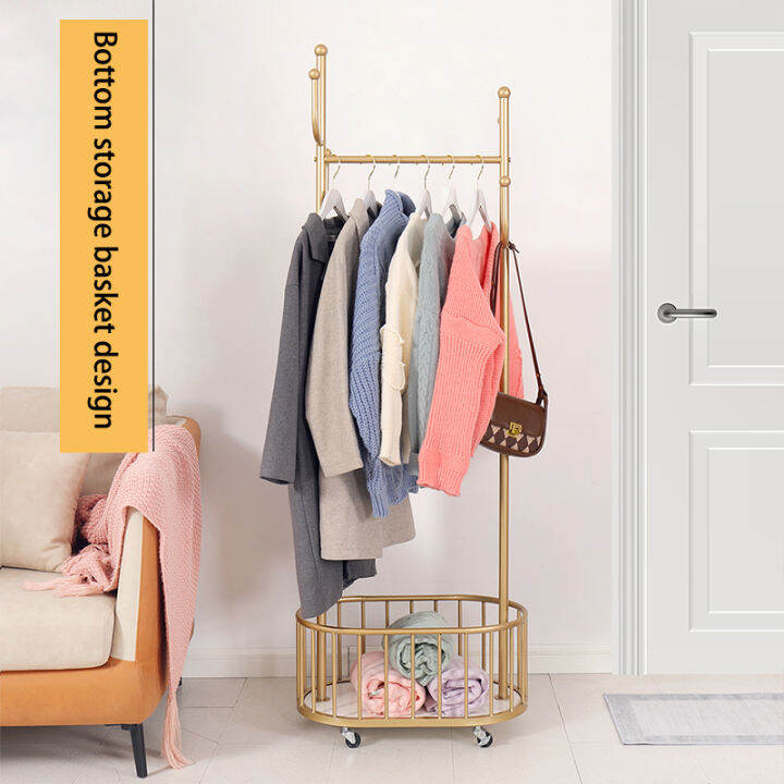 Floor Folding Coat Rack Hanger Indoor Single Pole Double Pole Bedroom ...
