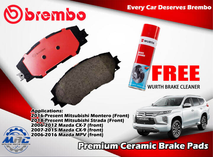 Mitsubishi Montero Sport 2016-Present Brembo Ceramic Front Brake Pads ...