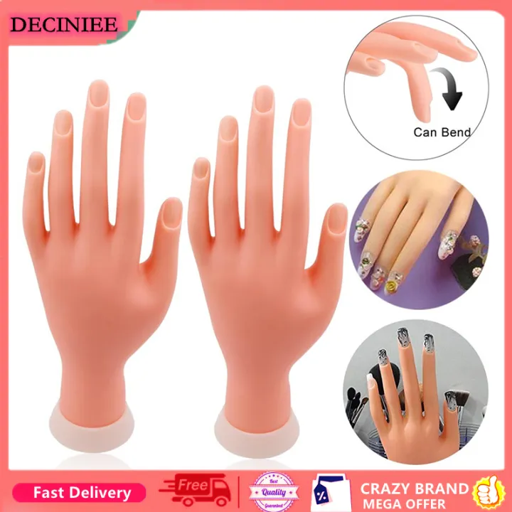 Pro Practice Nail Art Hand Soft Training Display Model Hands Flexible ...