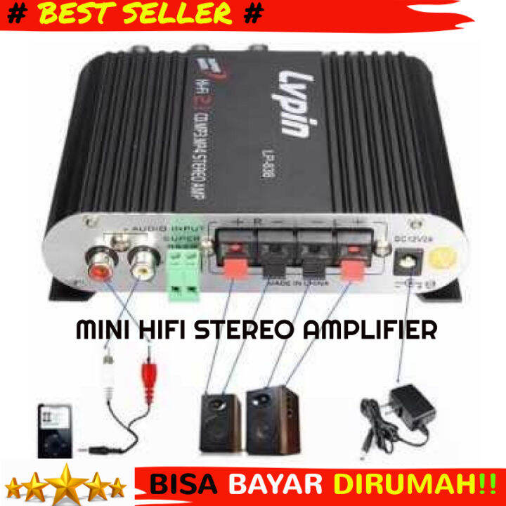 LVPIN Mini HiFi Stereo Amplifier Treble Bass Booster 12V 20W - LP-838 ...