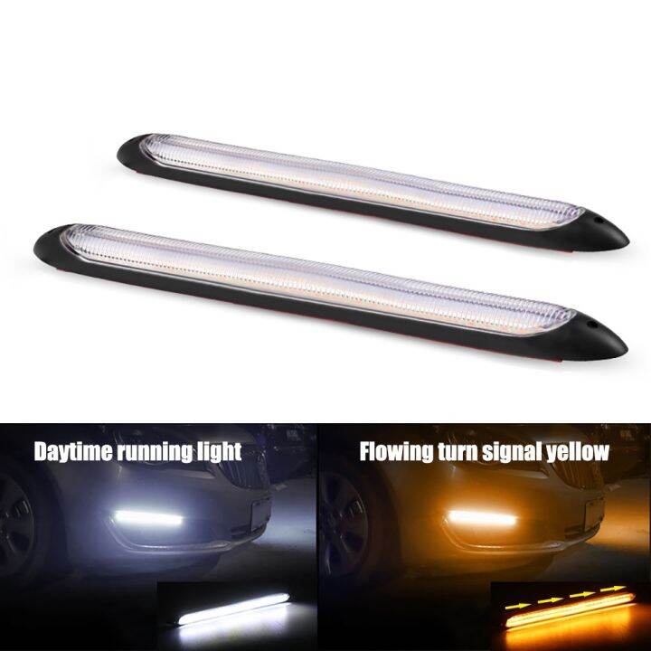 1pair Universal LED DRL Sequential Turn Signal Yellow Bright White DRL LED Daytime Running Light ...