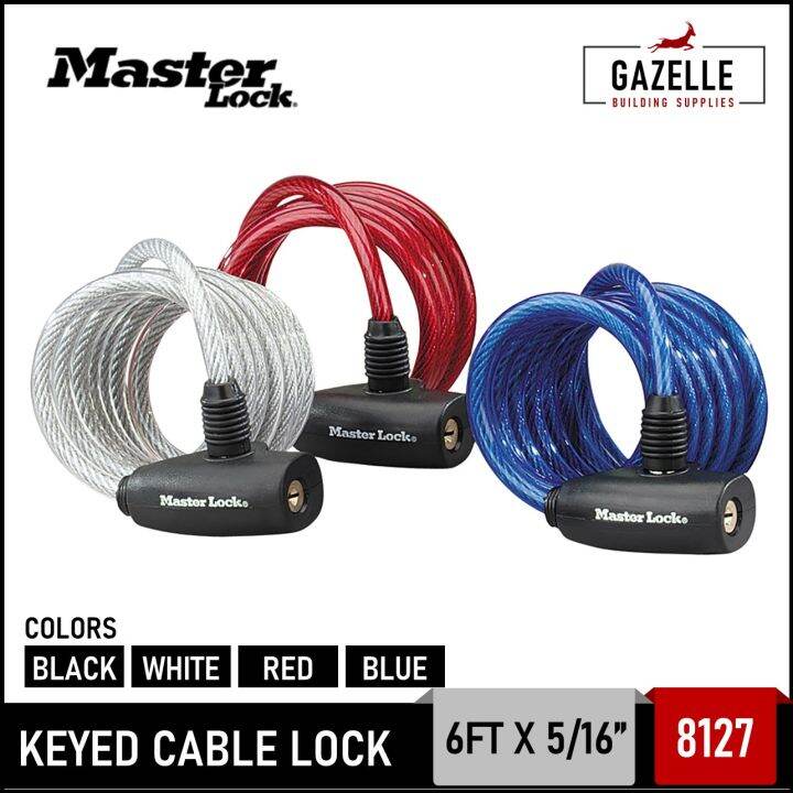 Master Lock Bicycle / Motorcycle Cable Lock Bike Lock Key Operated 1.8m ...
