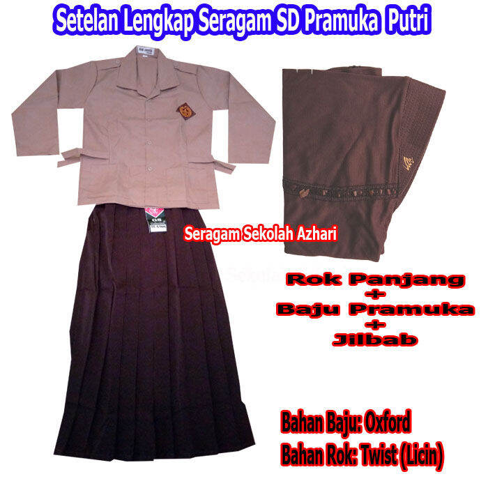 Setelan Seragam Pramuka SD Perempuan Lengkap Kerudung-1 set Baju ... Setelan Seragam Pramuka SD Perempuan Lengkap Kerudung-1 set Baju ...