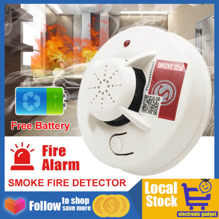 [Free Battery]Smoke alarm Fire Alarm Photoelectric Sensitive Sensor ...