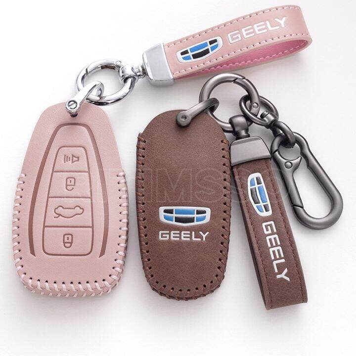 {Chiya Car} Leather Car Key Case Protector Cover For Geely Atlas ...