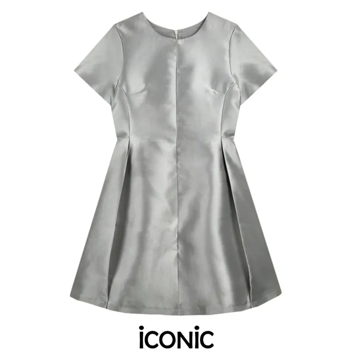 iCONiC GRAY Infinity DRESS ชุดเดรส ผ้าไหม ตัดต่อ อก34" เอว28" ยาว34" เด ...