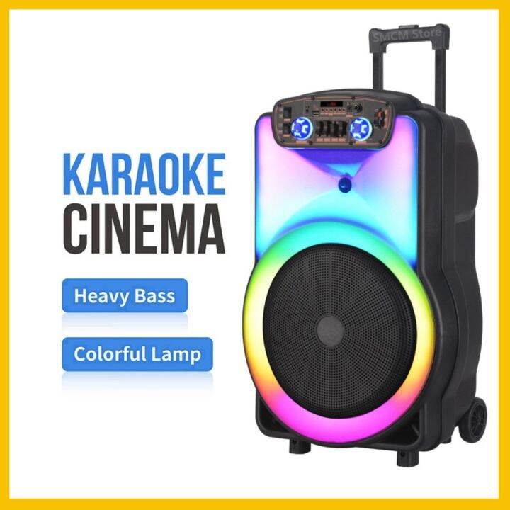 12 Inch Trolley Speaker Wireless Bluetooth 1200W Super Bass Subwoofer Portable Home Party ...