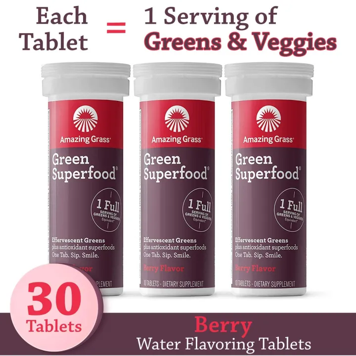 Amazing Grass Effervescent Tablets, Green Superfood Water Flavoring ...