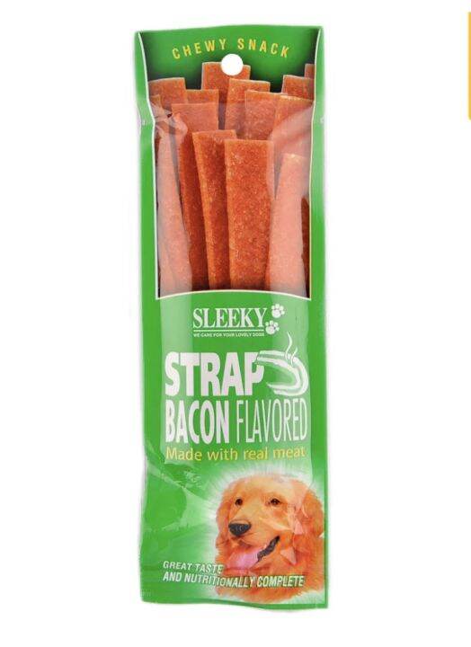 Sleeky Chewy Snack Strap Bacon Dog Treats 50g (1 pack) | Lazada PH