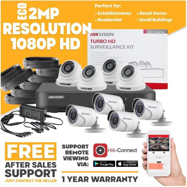 Complete Hikvision 8 Channel 2 MP indoor and outdoor CCTV lite camera ...
