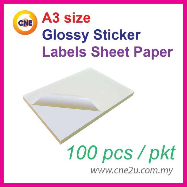 FASSON Mirrorkote 100pcs A3 Size Glossy Sticker Labels Sheet Paper ...