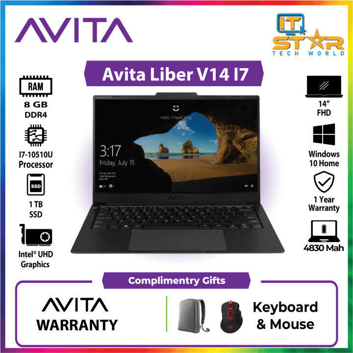 Avita Liber V14 I7 | I7-10510U | 8GB RAM | 1TB SSD | Intel | Laptop14" | Win10 | Lazada