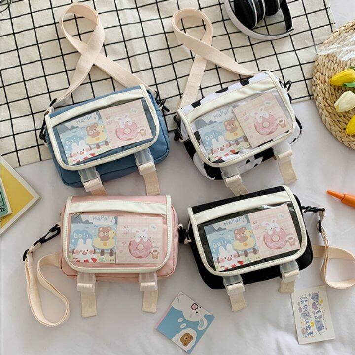 【Lanse store】 Japanese Ins Lovely Canvas Bag Female Messenger Ita 2021 ...