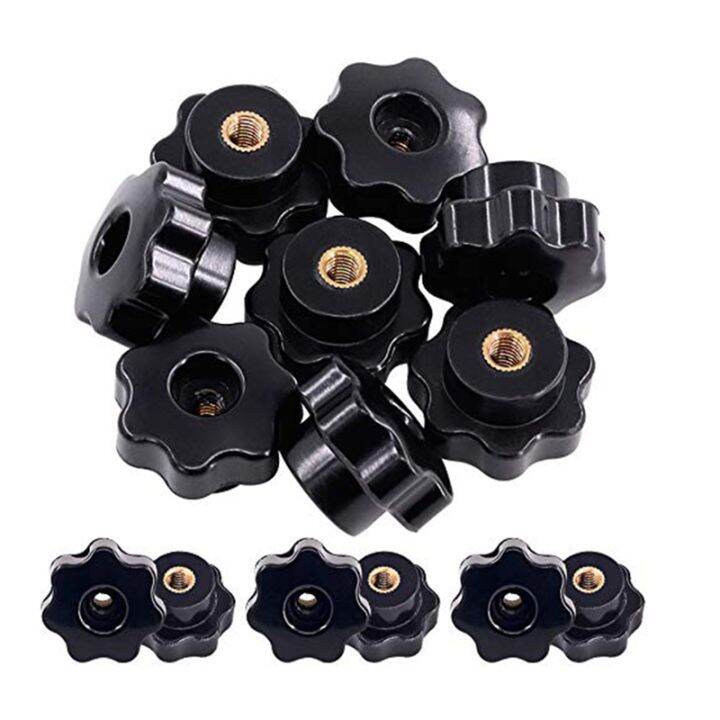 15Pcs M6 Star Knob Clamping Handle Nut Through Hole Set Brass Female ...