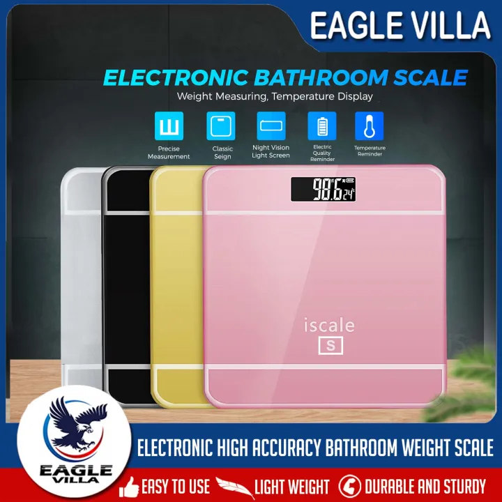 Iscale Digital Lcd Electronic Tempered Glass Bathroom Weighing Scale