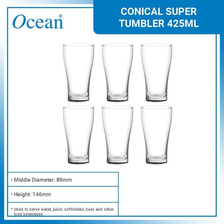 Ocean Glassware Conical Super Drink Tumbler 425ml / 15oz Set of 6 ...