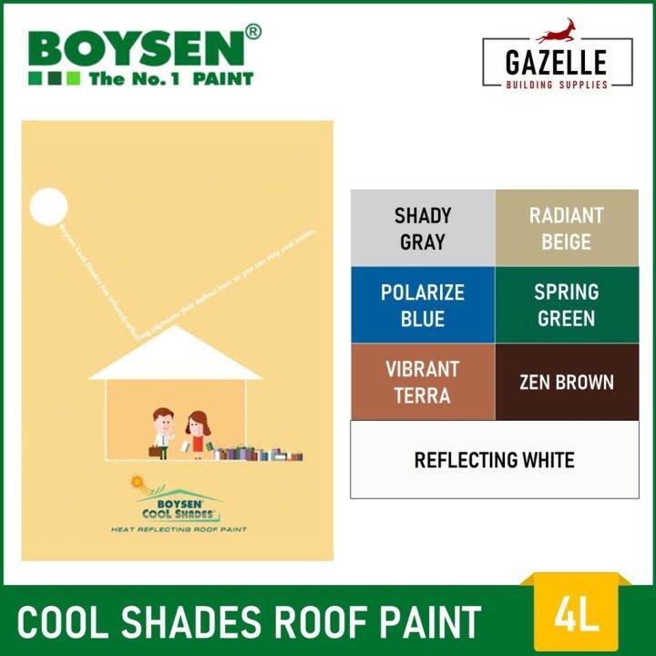 Boysen Cool Shades Roof Paint - 4L ( 7 Colors Available ) | Lazada PH