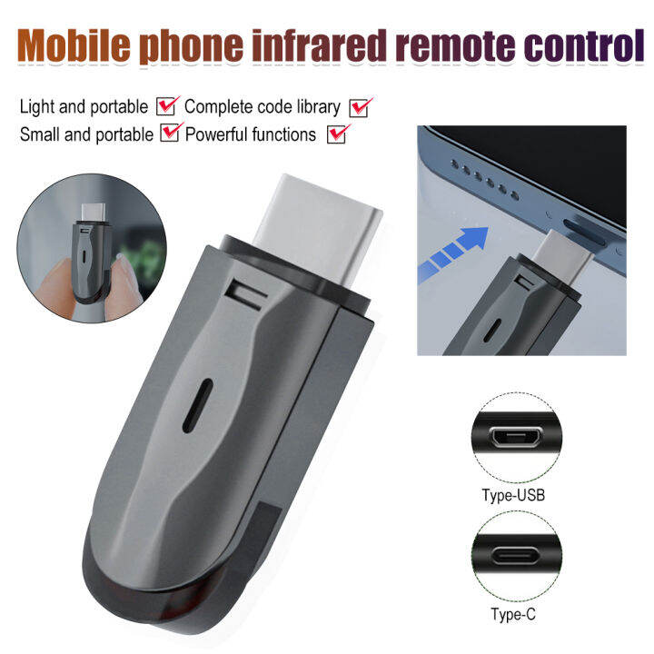 3Tech mall Smart Android Wireless Mobile Phone Infrared Transmitter Controller Type-C/Micro-USB ...
