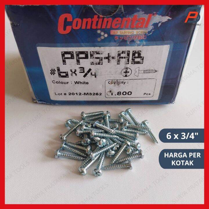 SEKRUP CACING JP 6 mm x 3/4 inch PER KOTAK / SKRUP TAPPING 6mm x 3/4 ...