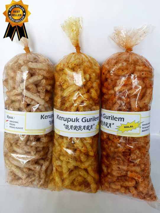 TERMURAH kerupuk gurilem 1 paket 3 rasa Gurih, Pedas, pedas kunyit bisa ...