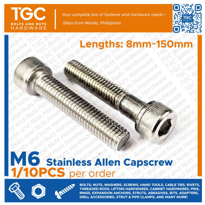 TGC 1/10PCS M6 ( 6MM ) Stainless Allen Cap | SS Allen Capscrew | SS ...