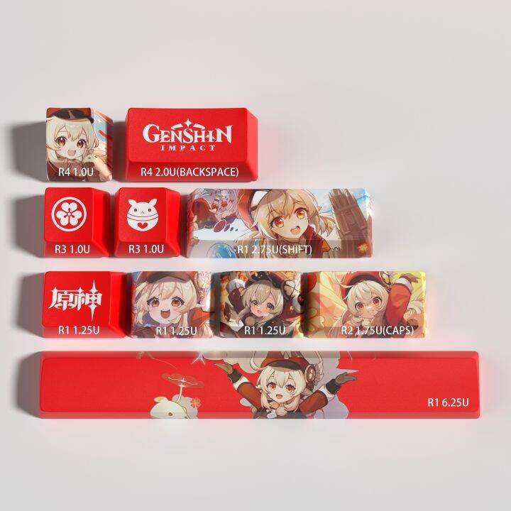 Genshin Impact Keycaps Klee Keycaps OEM Profile 10Keys Mini Set PBT Dye ...