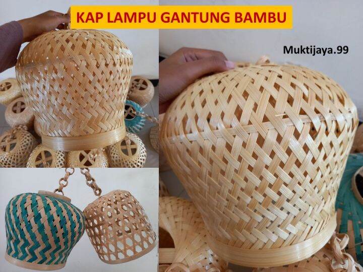 Kap Lampu Gantung Hias Dekorasi / Cap Lampu Anyaman Bambu Aesthetic ...