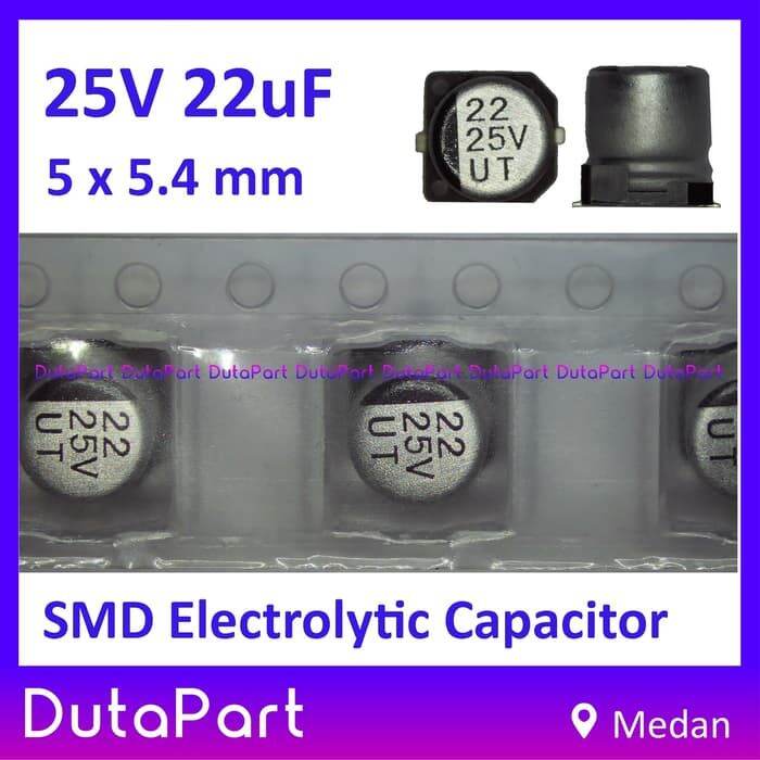 50 PCS 25V 22uF 5x5.4mm SMD Aluminium Elco Capacitor Kapasitor ...
