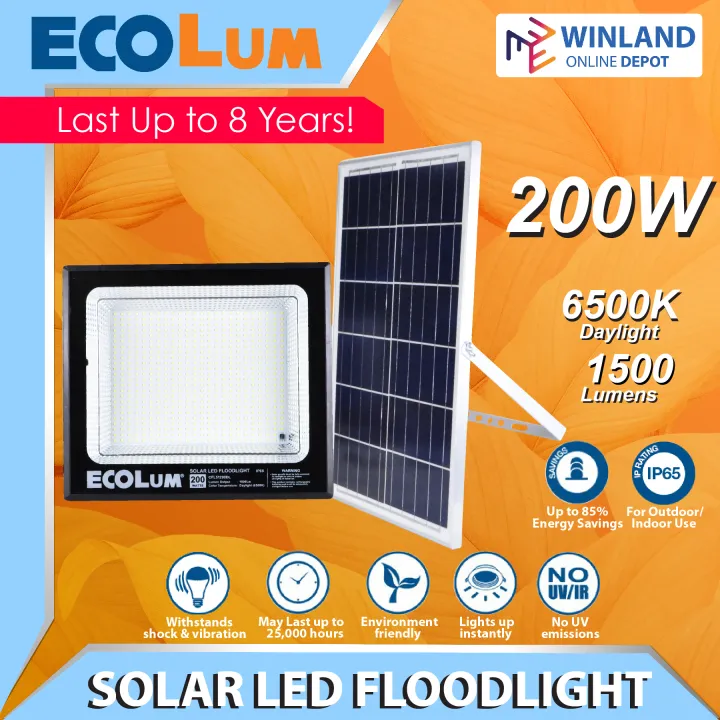 FIREFLY by Winland ECOLUM Solar Led Floodlight Flood light 200W / 1500 ...