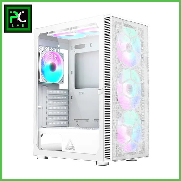 Montech X3 Mesh Mid-Tower with 3x140mm & 3x120mm RGB Fans- White ...