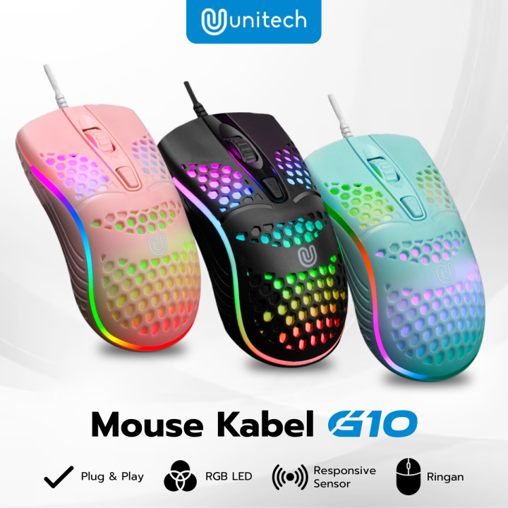 Mouse Kabel Unitech G10 Honeycomb Desain dengan Lampu LED RGB untuk ...