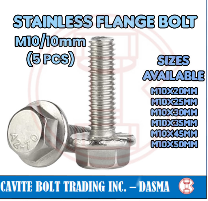 STAINLESS FLANGE BOLT M10/10mm (5 pcs) | Lazada PH
