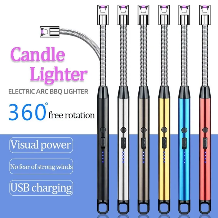 Candle Lighter with Safety Lock Indicator 360° Windproof Arc Igniter ...