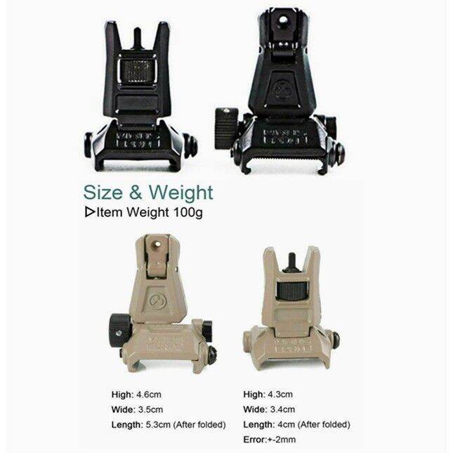 LCDVSea PRO Metal Alloy Sight Tactical Flip-Up Front & Rear Sight Set ...