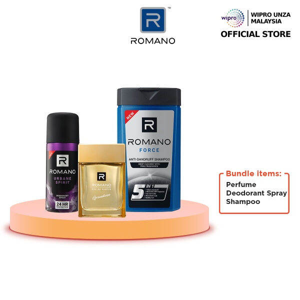 ROMANO EDP Grandiose 100ml + Deodorant Spray Urbane 150ml + Shampoo ...