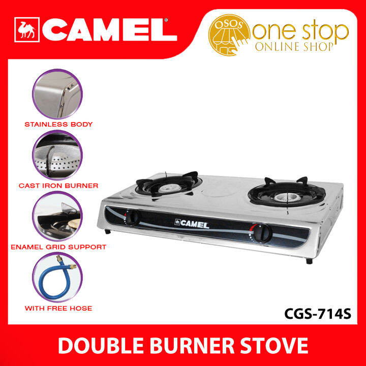 Camel Original Double Burner Stainless Steel Gas Stove with Free Hose ...