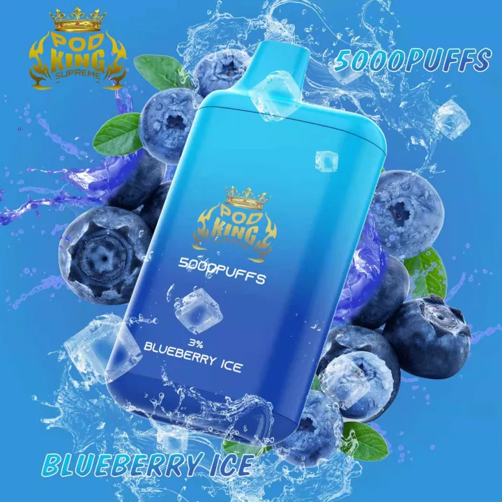 POD KING SUPREME Rechargeable Disposable PUFF PLUS (BLUEBERRY ICE) 5000 ...