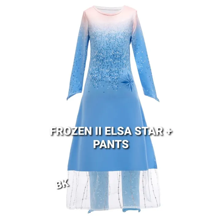 FROZEN II ELSA STAR DRESS + PANTS / KOSTUM ELSA FROZEN 2 KUALITAS PREMIUM | Lazada Indonesia