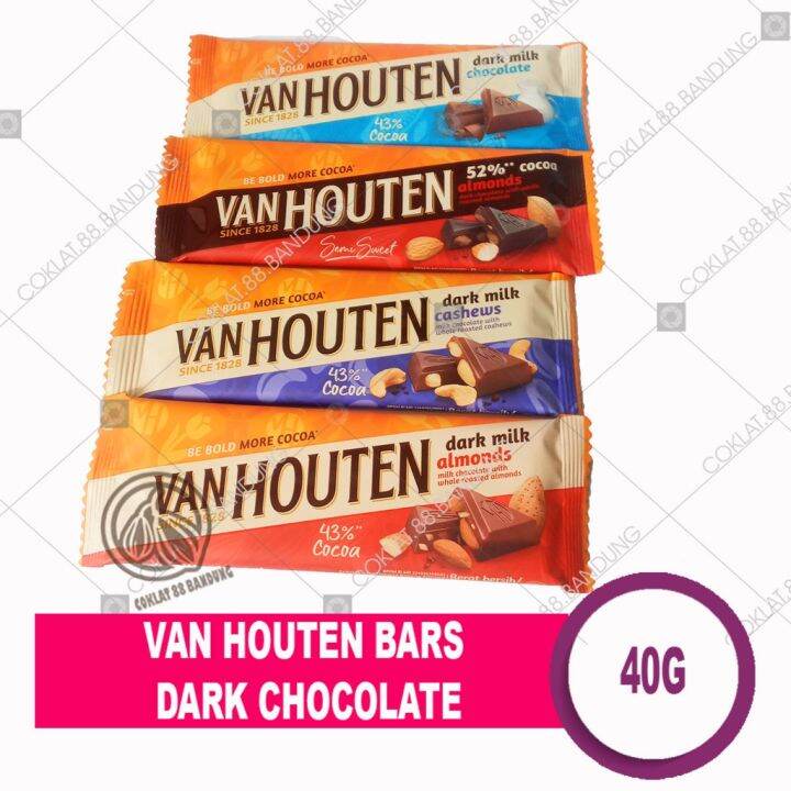 COKELAT VAN HOUTEN 40GR DARK MILK CHOCOLATE - VANHOUTEN COKLAT BAR 40 GR ALMOND CASHEW FRUIT 40 ...