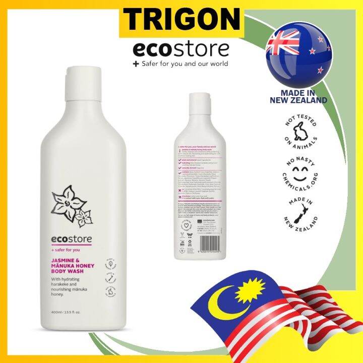 EcoStore Jasmine & Manuka Honey Body Wash (400ml) Made In New Zealand [ Trigon ] Plant-based ...