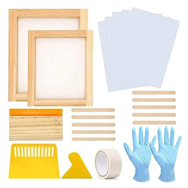 Screen Printing Starter Kit 22 Pcs, Wood Silk Screen Printing Frame ...