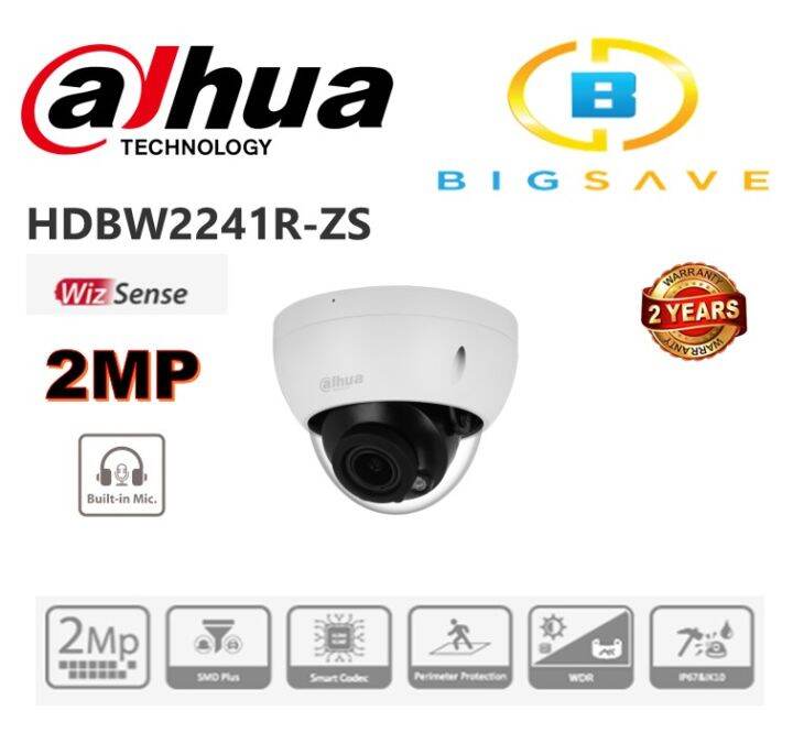 DAHUA 2MP HDBW2241R-ZS IR VARI-FOCAL DOME WIZSENSE NETWORK CAMERA | Lazada