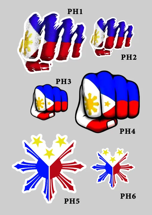 6pcs Philippine Flag Waterproof Vinyl Sticker (Pinoy fist / PH logo ...