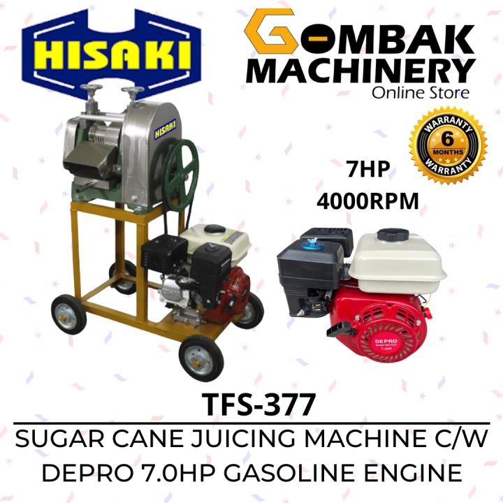 HISAKI TFS-377 Sugar Cane Juicing Machine C/W DEPRO 7.0HP Gasoline ...