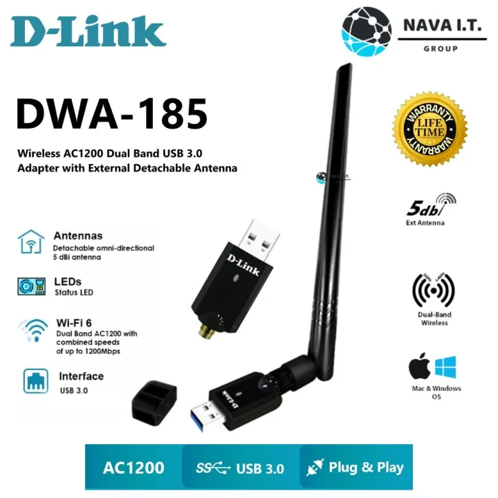 D-LINK DWA-185 (300) Wireless AC1200 Dual Band USB 3.0 Adapter ประกัน ...