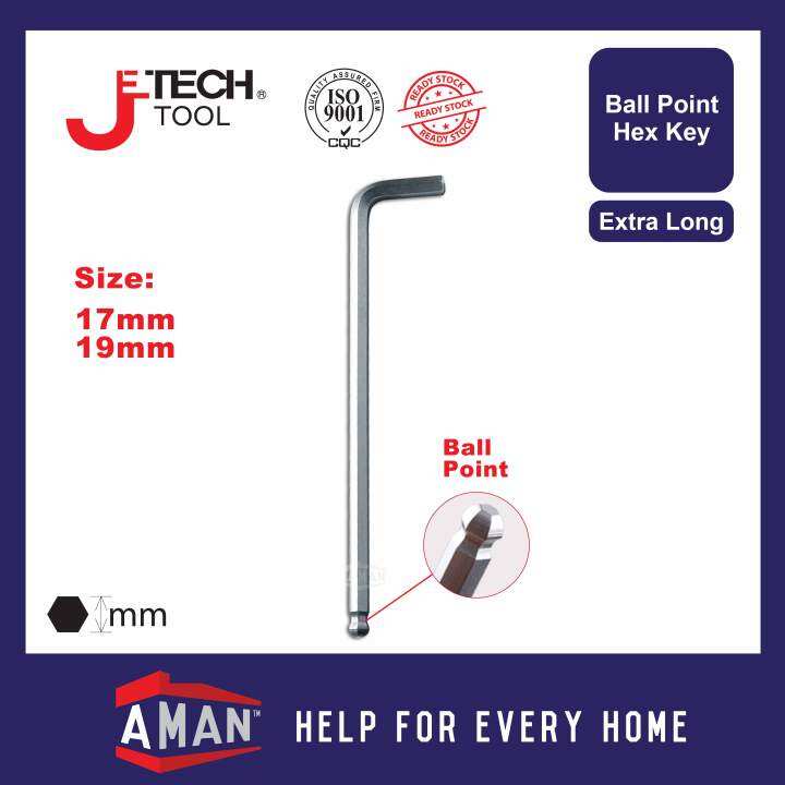 JETECH Allen Key Extra Long Ball Point Chrome CrV Hex Key Hex Flat Hex ...