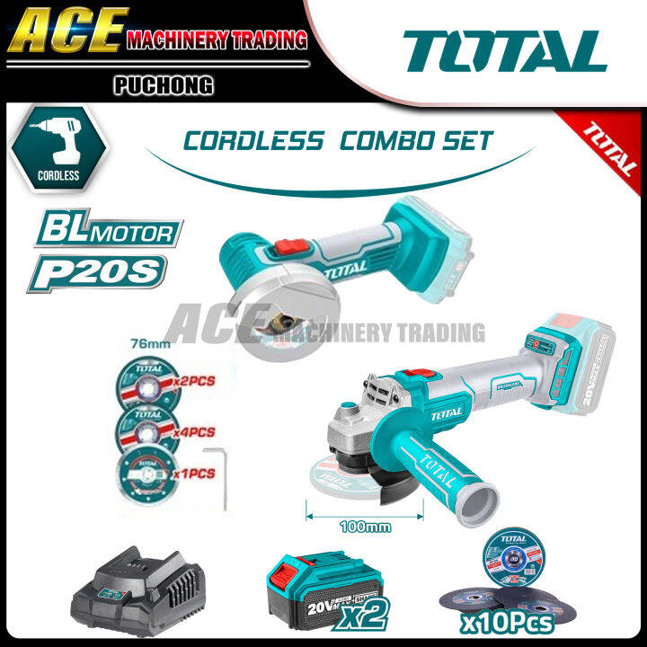 [ Total ] Li-Ion Cordless Combo ( Angle grinder/Mini cut-off tool ...