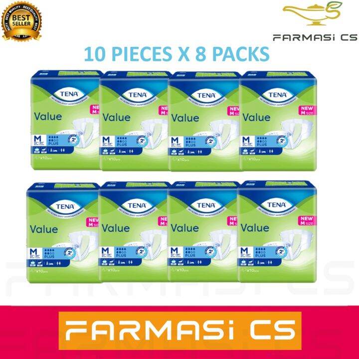 TENA Value Diaper Medium 10s x 8 (one carton) M | Lazada